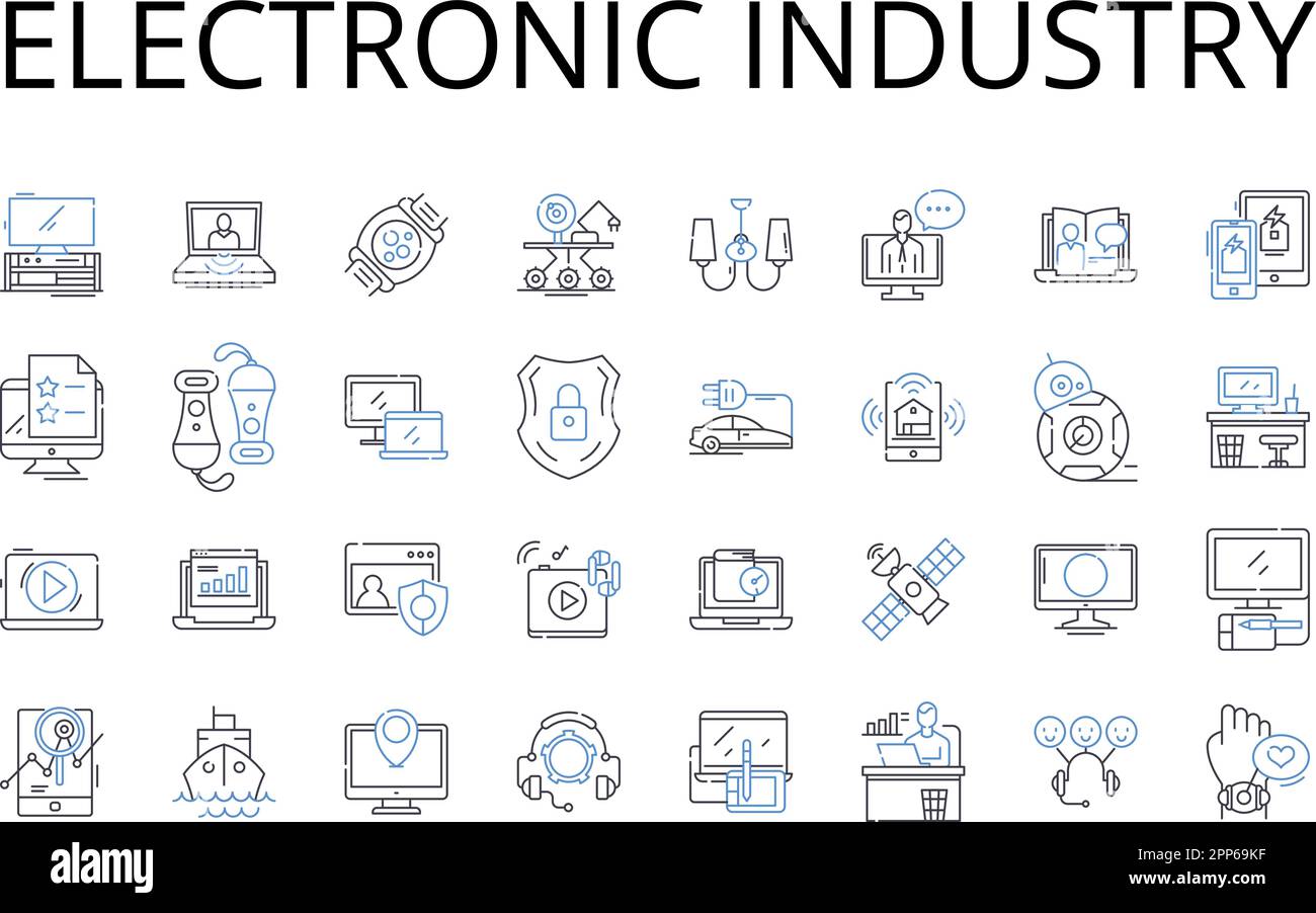 Electronic industry line icons collection. High-tech industry ...