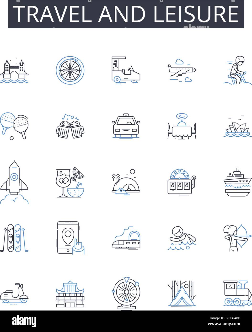 Travel and leisure line icons collection. Tourism, Vacation, Trip ...