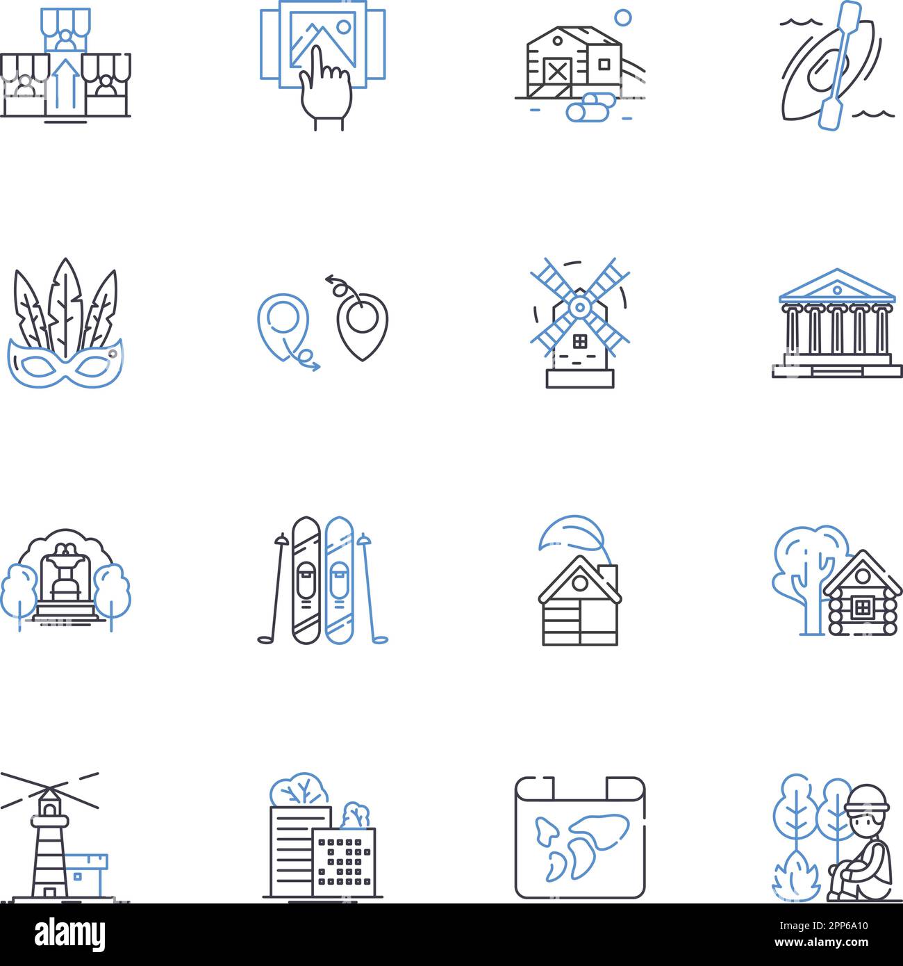 Voluntourism line icons collection. Community, Service, Travel, Giving ...