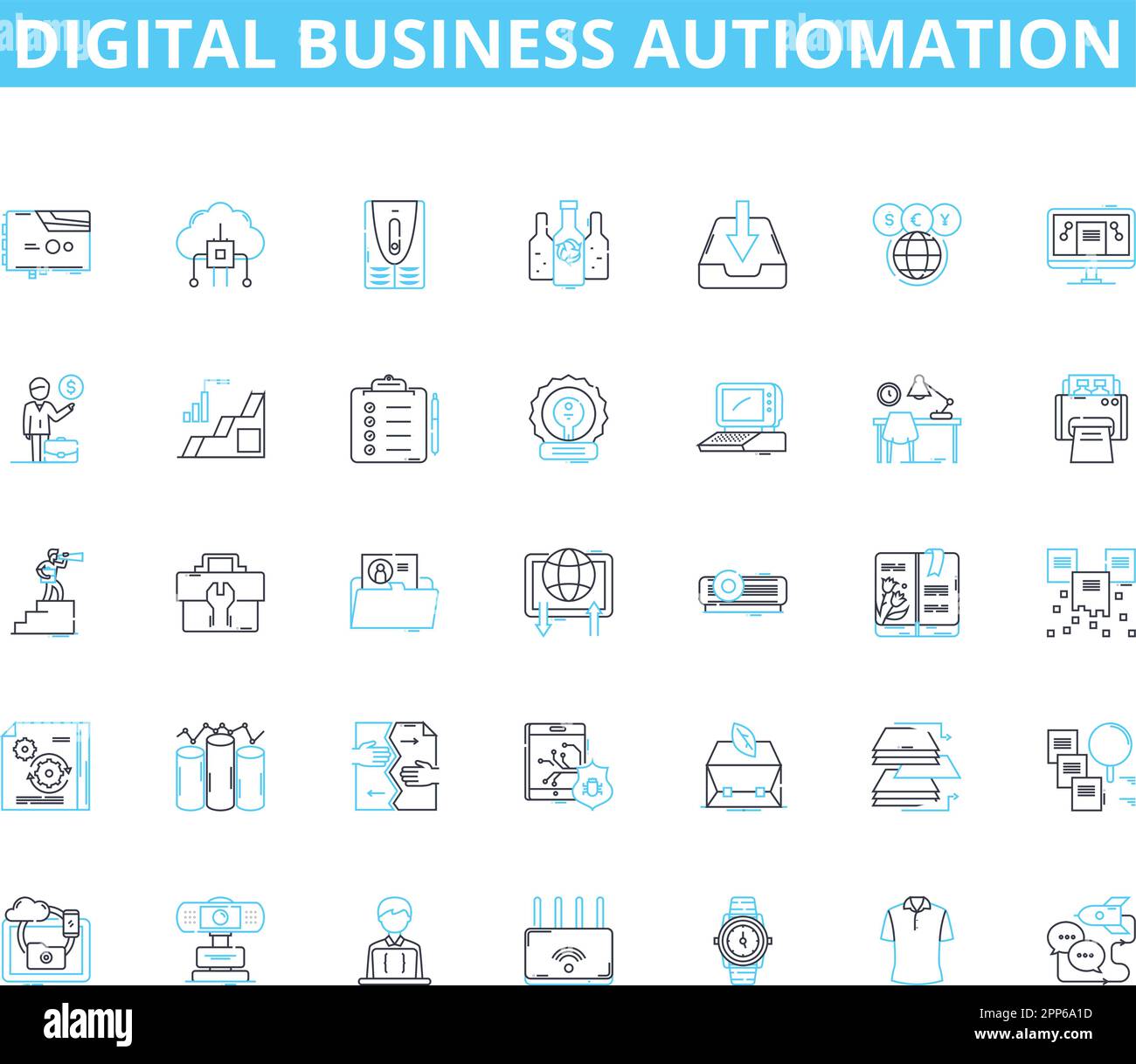 Digital business autiomation linear icons set. Efficiency, Streamline ... Digital business autiomation linear icons set. Efficiency, Streamline ...