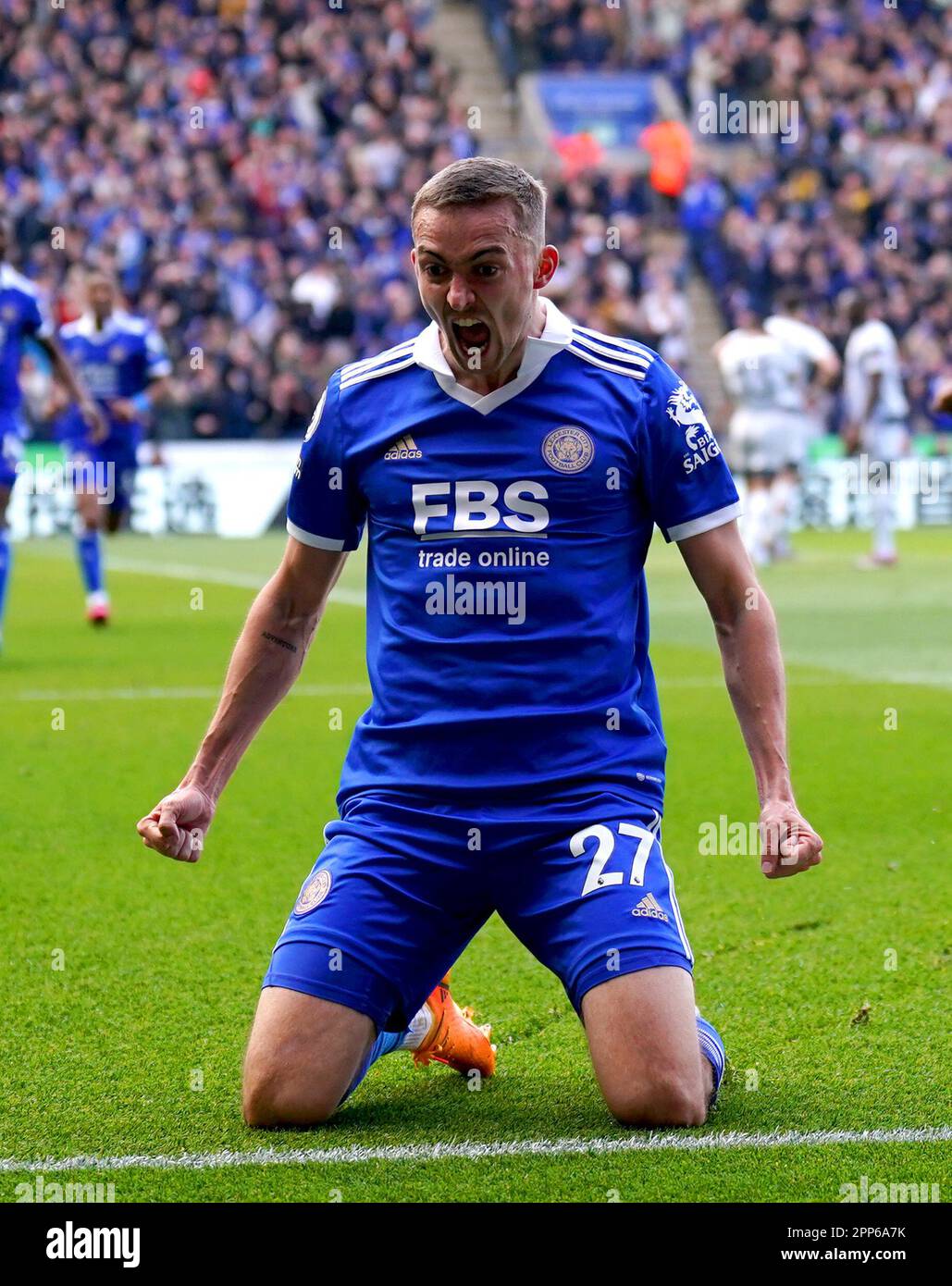 Leicester City's Timothy Castagne celebrates scoring their side's ...