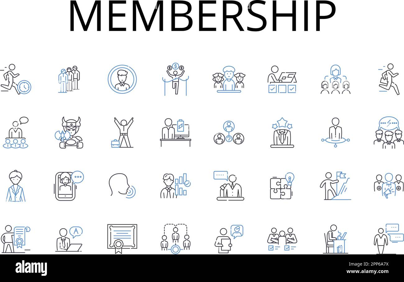 Membership line icons collection. Clubhouse, Fellowship, Alliance ...