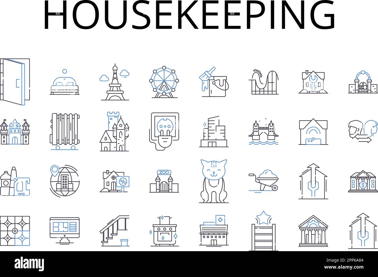 Housekeeping line icons collection. Janitorial Services, Custodial Care ...