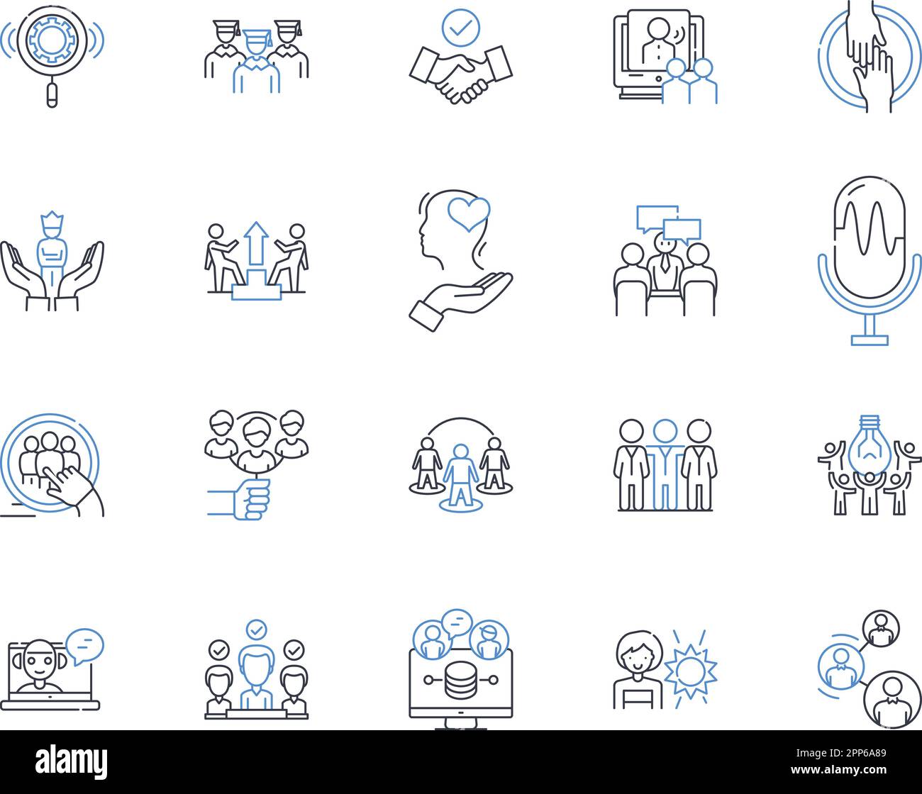 People management line icons collection. Leadership, Communication ...