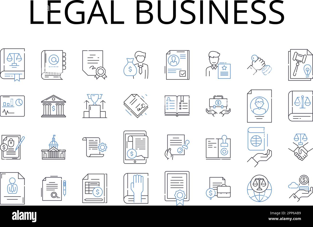 Legal business line icons collection. Financial sector, Corporate world, Professional field ...