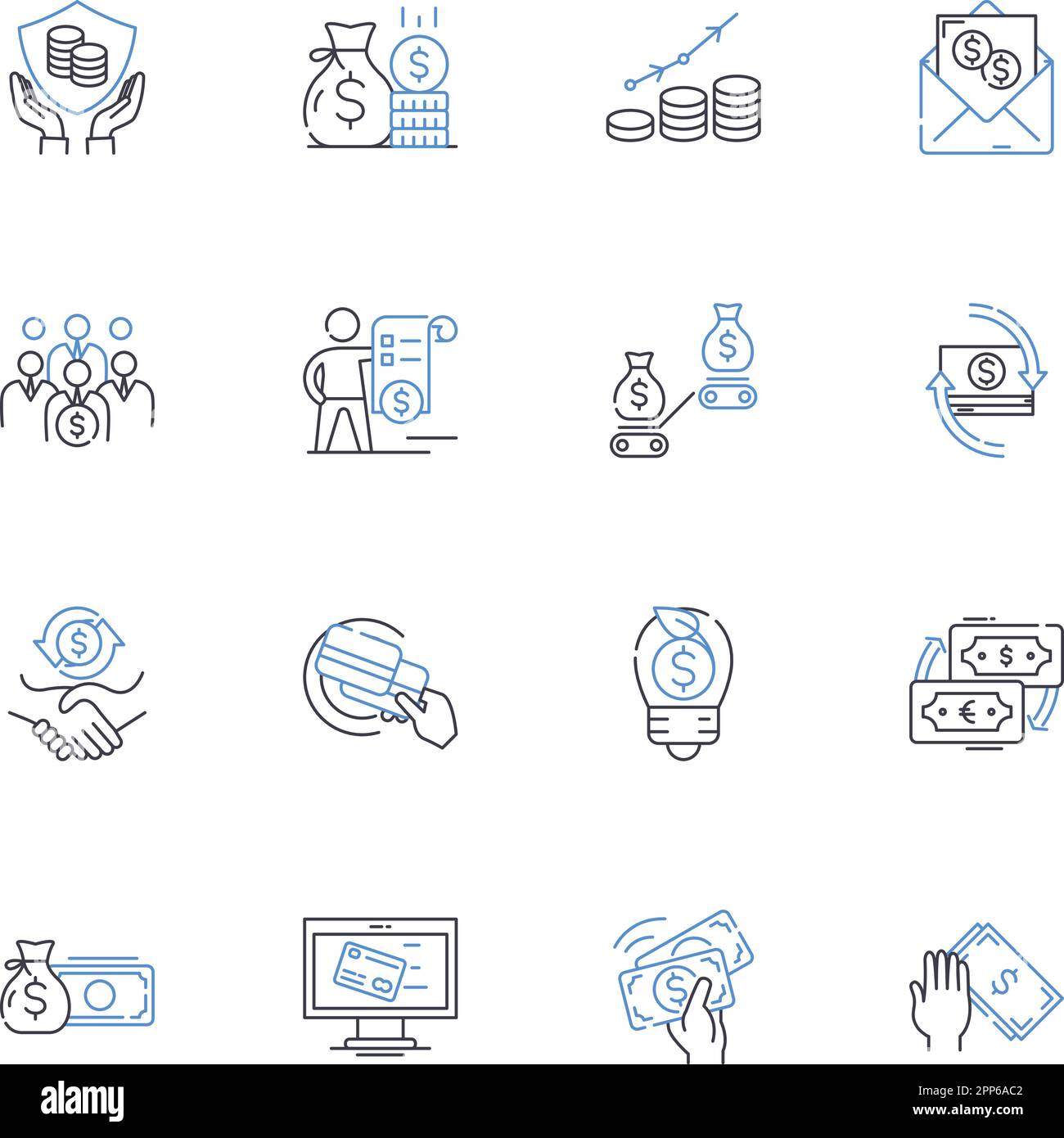 Saving strategy line icons collection. Frugality, Budgeting, Planning ...