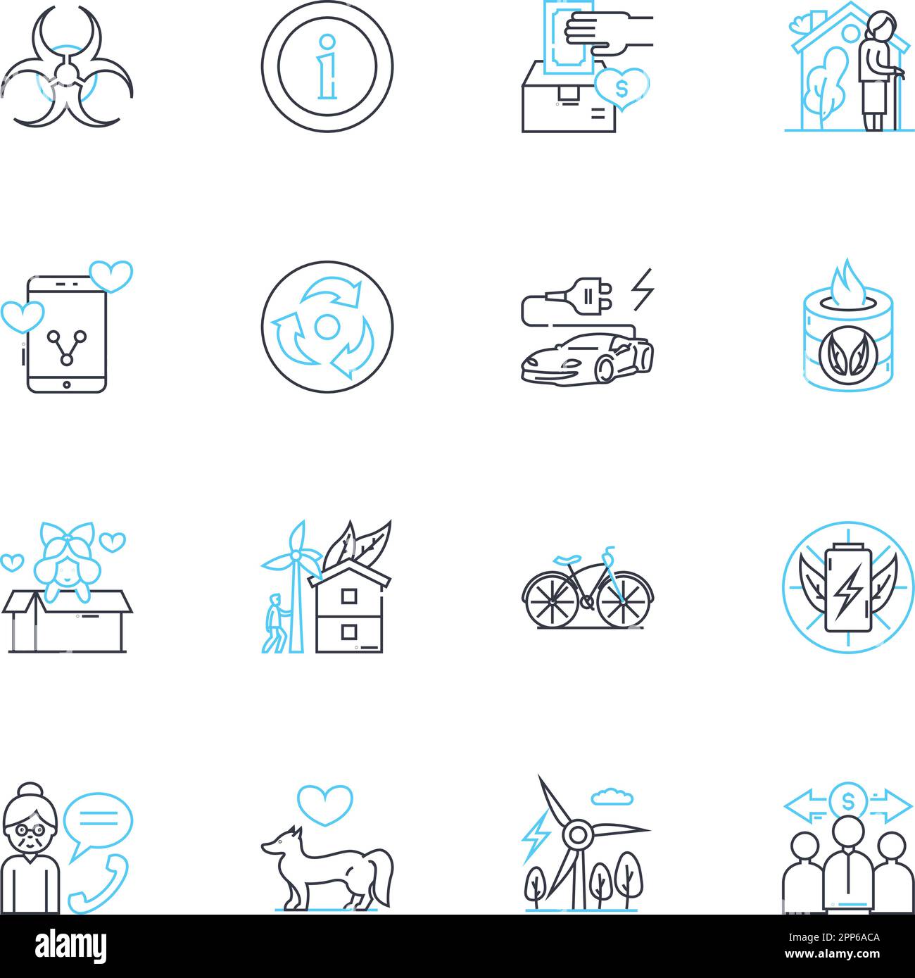 Ecosystem management linear icons set. Conservation, Sustainability ...