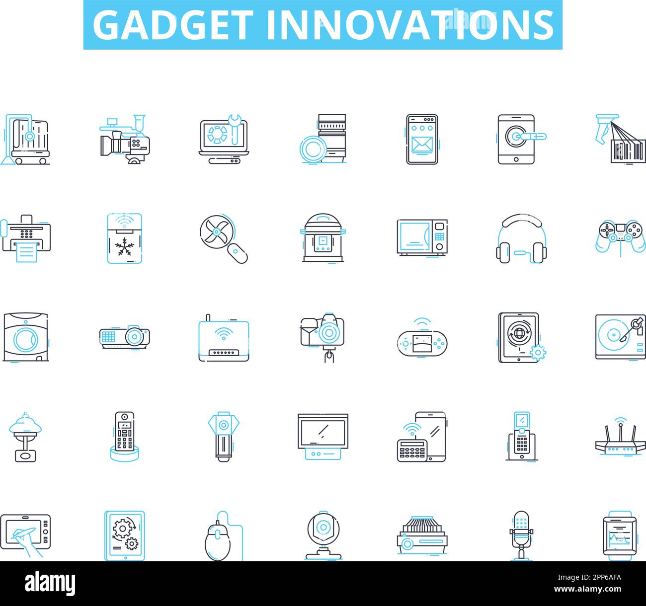 Gadget innovations linear icons set. Smartwatch, Augmented, Virtual ...