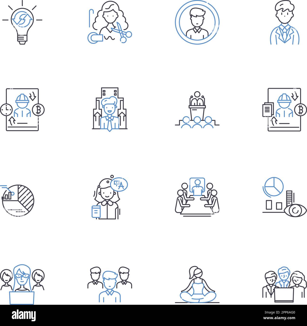Corporate role line icons collection. Leadership, Management, Strategy ...
