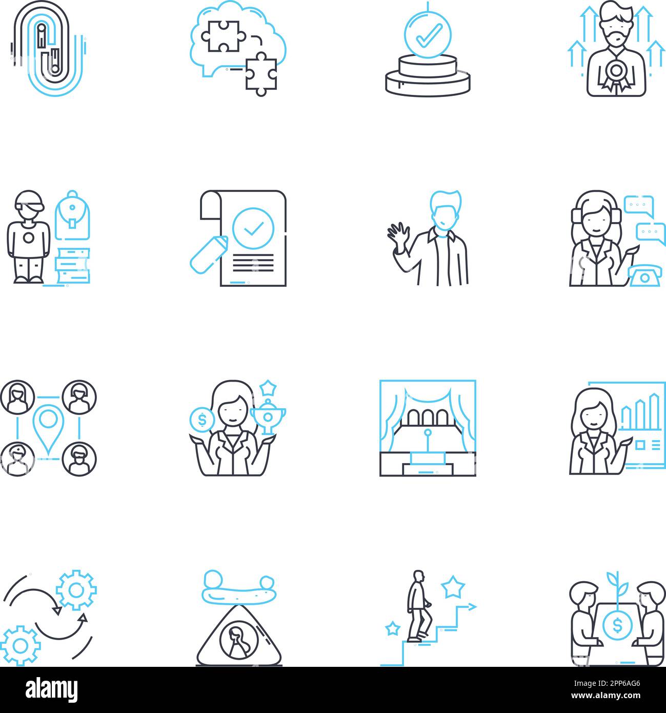 Collaborative teams linear icons set. Synergy, Partnership, Cooperation, Collaboration, Unity ...
