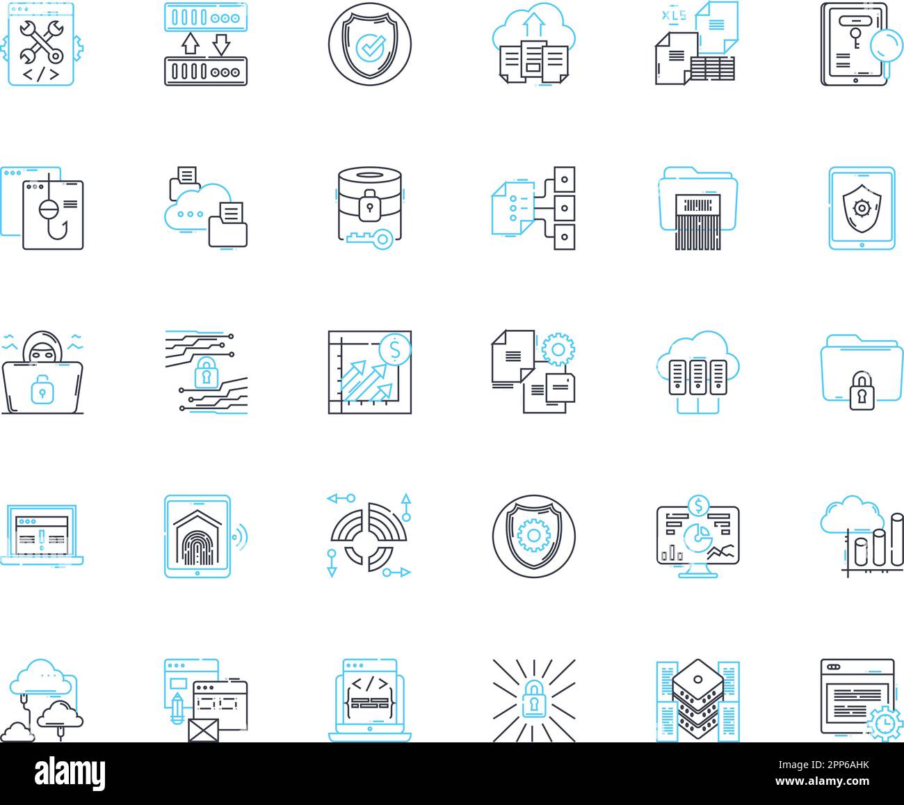Mobile Privacy Linear Icons Set Encryption Cybersecurity Authentication Biometrics Privacy