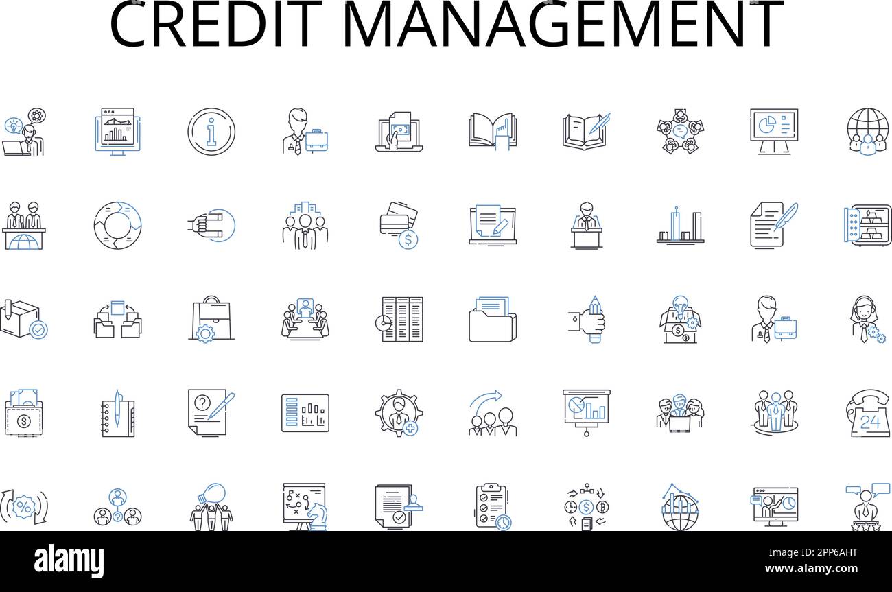 Credit management line icons collection. Goals, Targets, Ambition ...