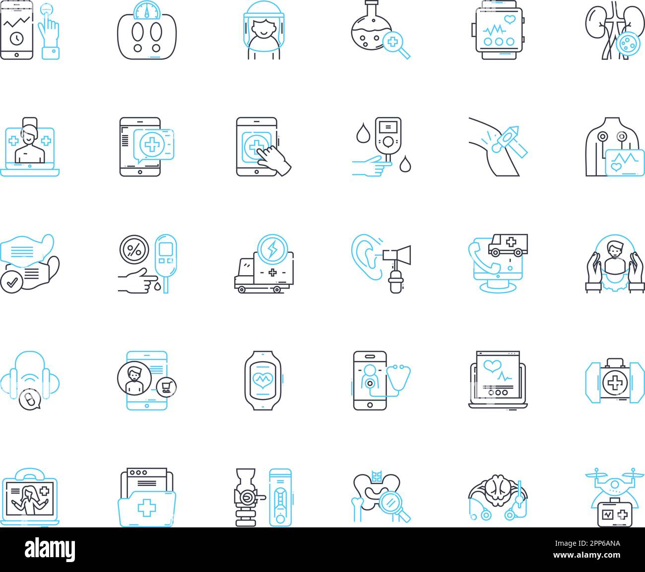 Health industry linear icons set. Wellness, Fitness, Nutrition ...