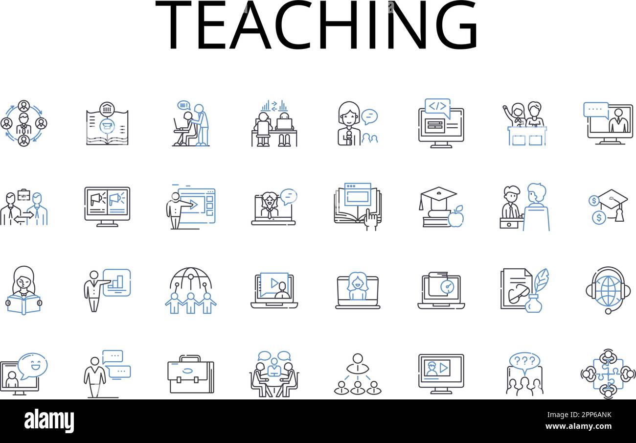 Teaching line icons collection. Instructing, Educating, Tutoring ... Teaching line icons collection. Instructing, Educating, Tutoring ...