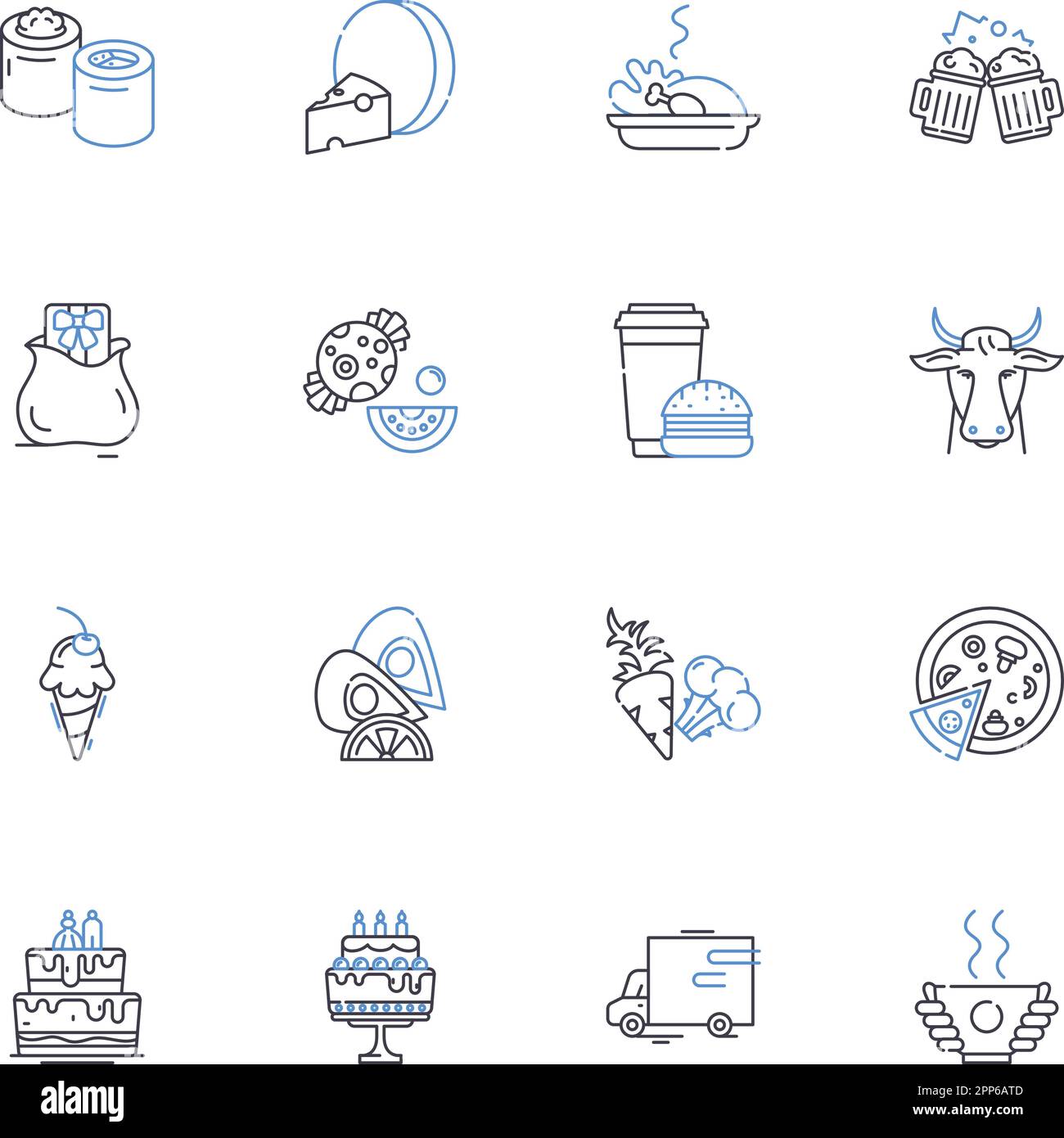 Multi-cuisine store line icons collection. Fusion, International ...