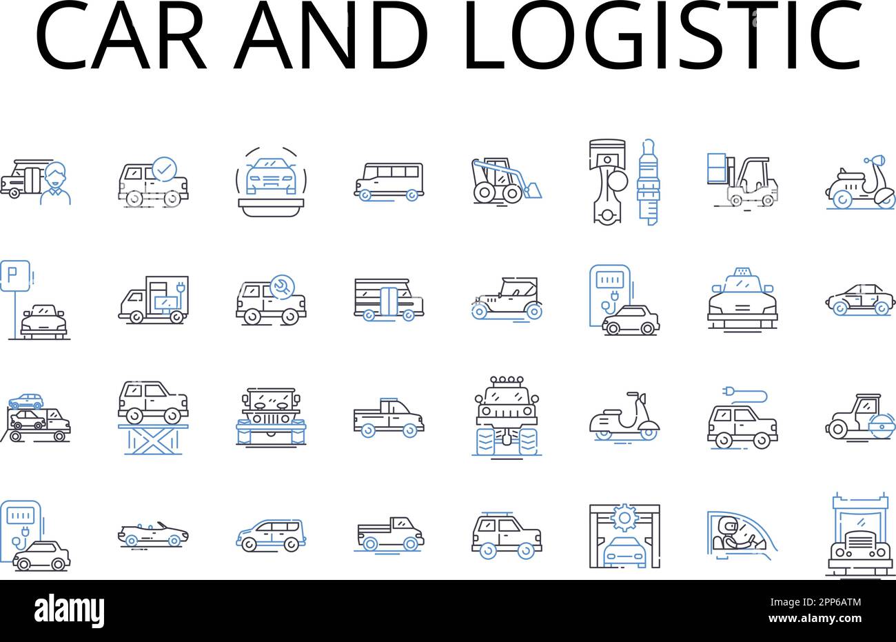 Car and logistic line icons collection. Vehicle and transportation ...