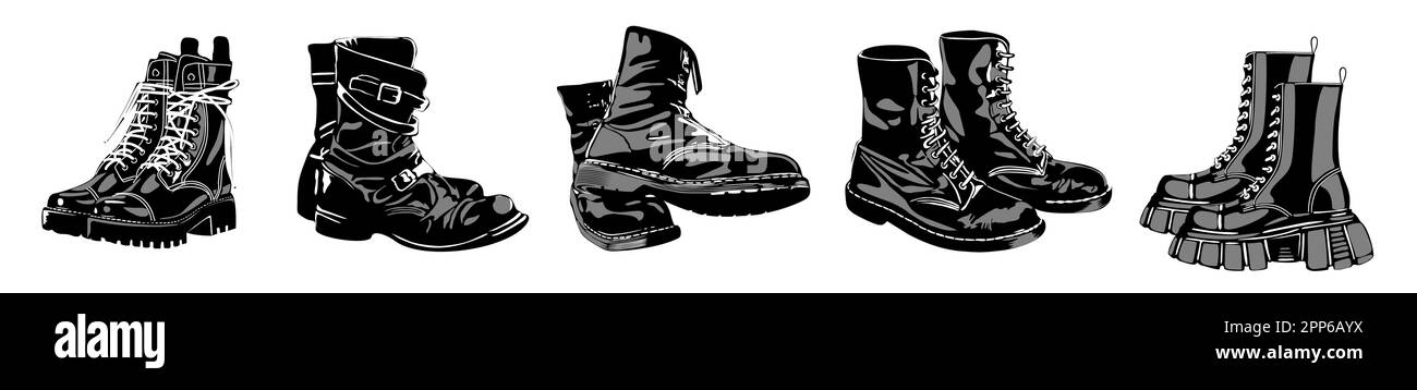 Set of different modern leather boots vector Stock Vector Image & Art ...