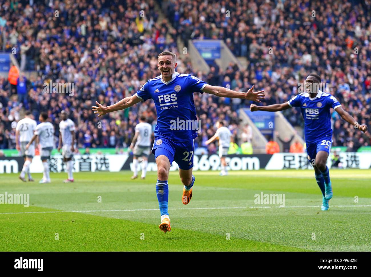 Leicester City's Timothy Castagne celebrates scoring their side's ...