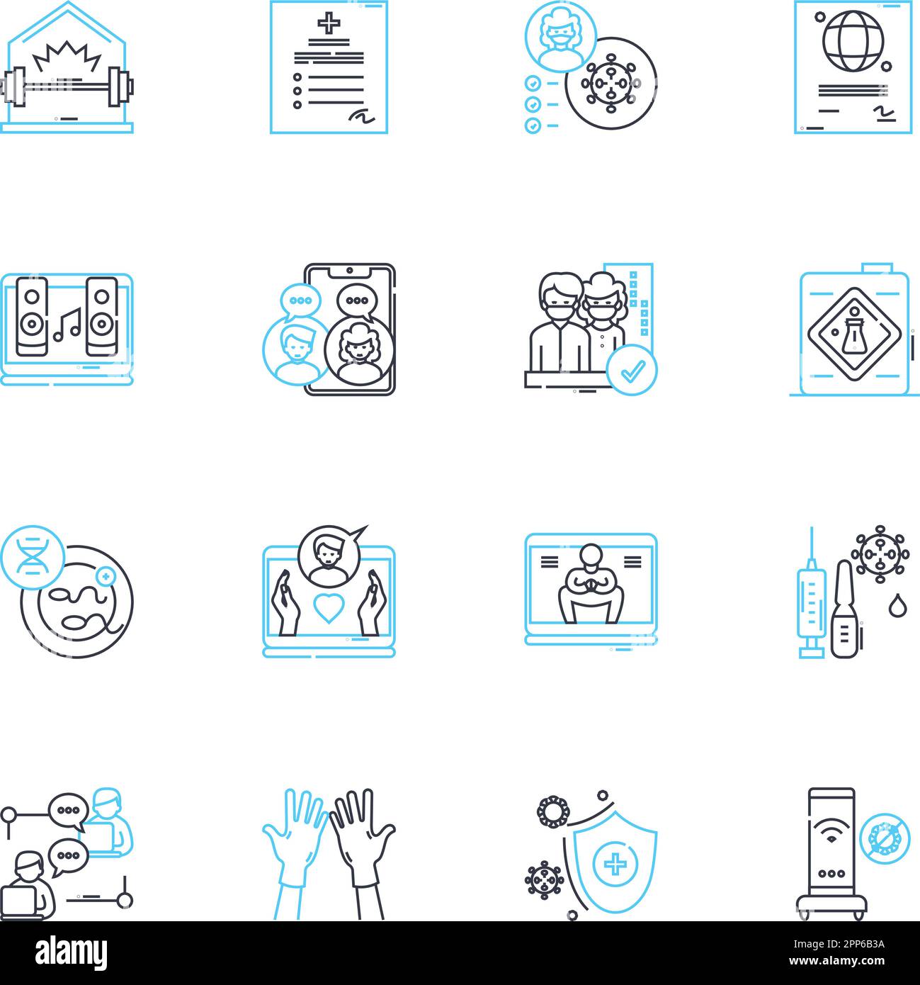Prokaryotes linear icons set. Bacteria, Archaea, Microorganisms ...