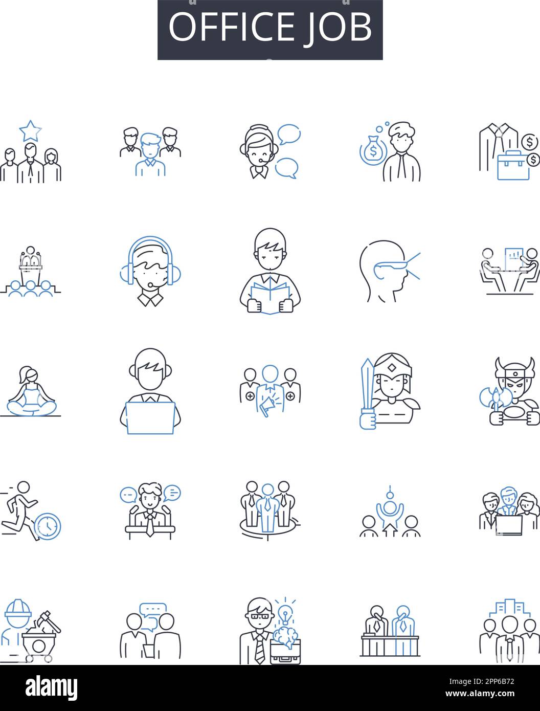 Office job line icons collection. Desk duty, Career path, Business ...