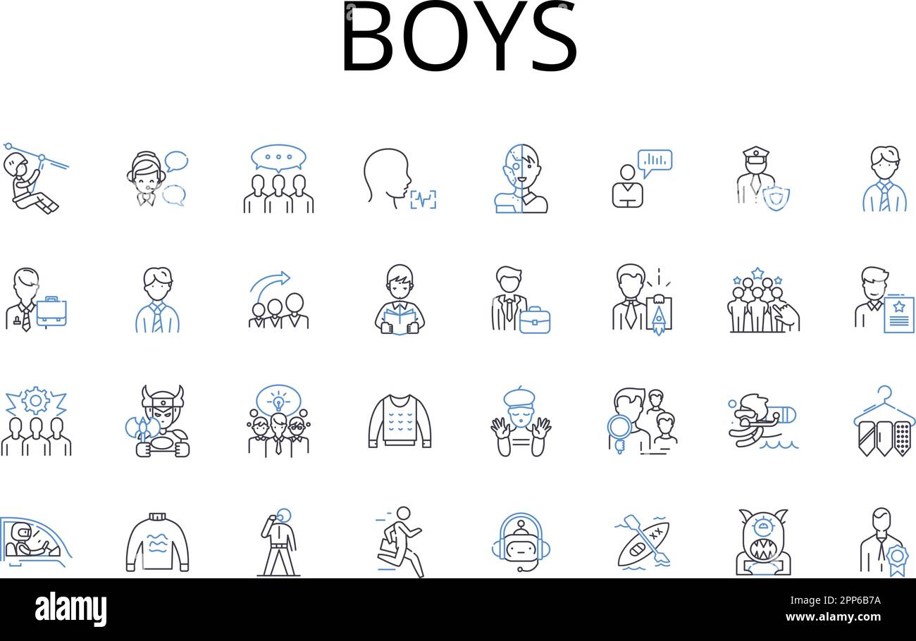 Boys line icons collection. Men, Guys, Males, Dudes, Bros, Lads ...