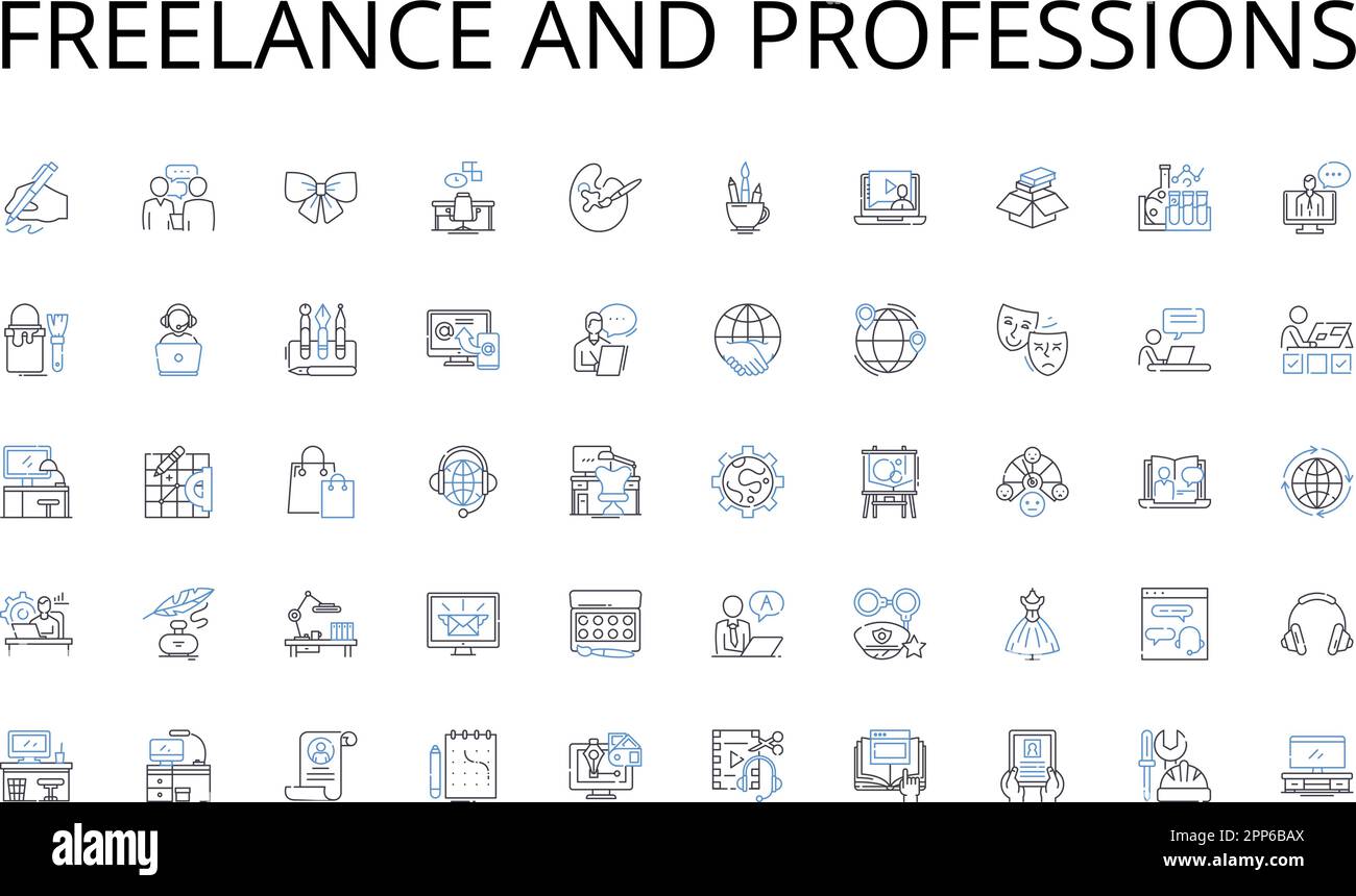 Freelance and professions line icons collection. Mastery, Proficiency ...