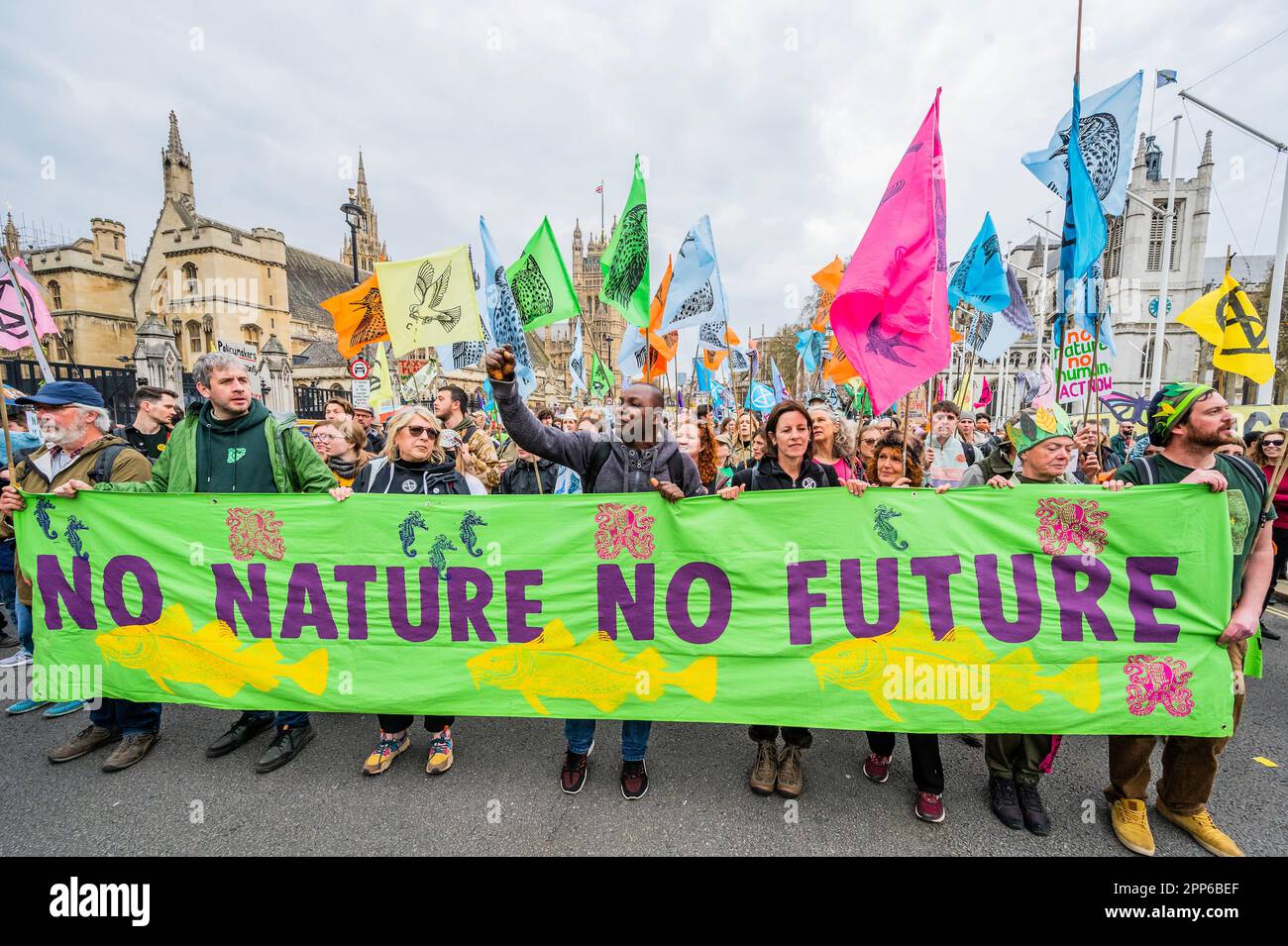 London, UK. 22nd Apr, 2023. No Nature no future - Extinction Rebellion ...