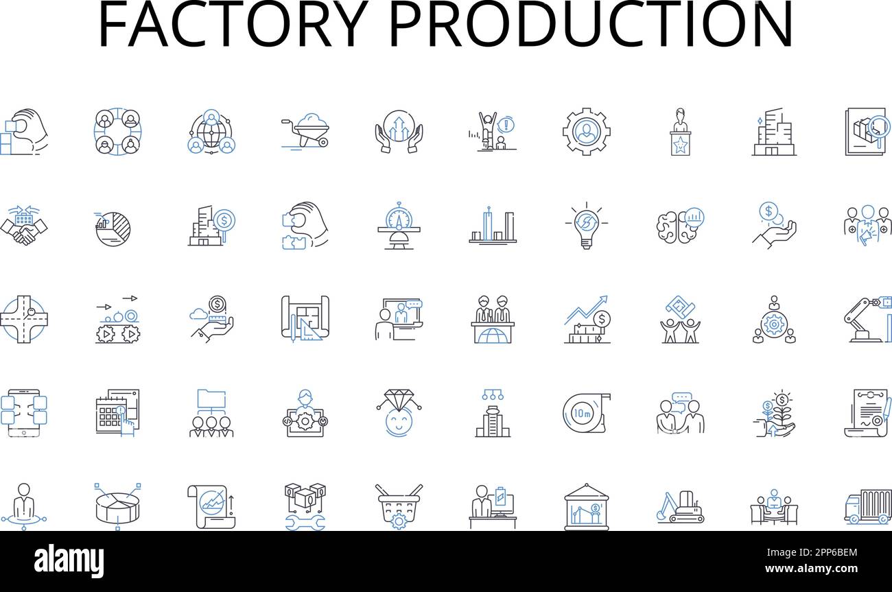 Factory Production Line Icons Collection Analysis Experimentation Exploration Investigation