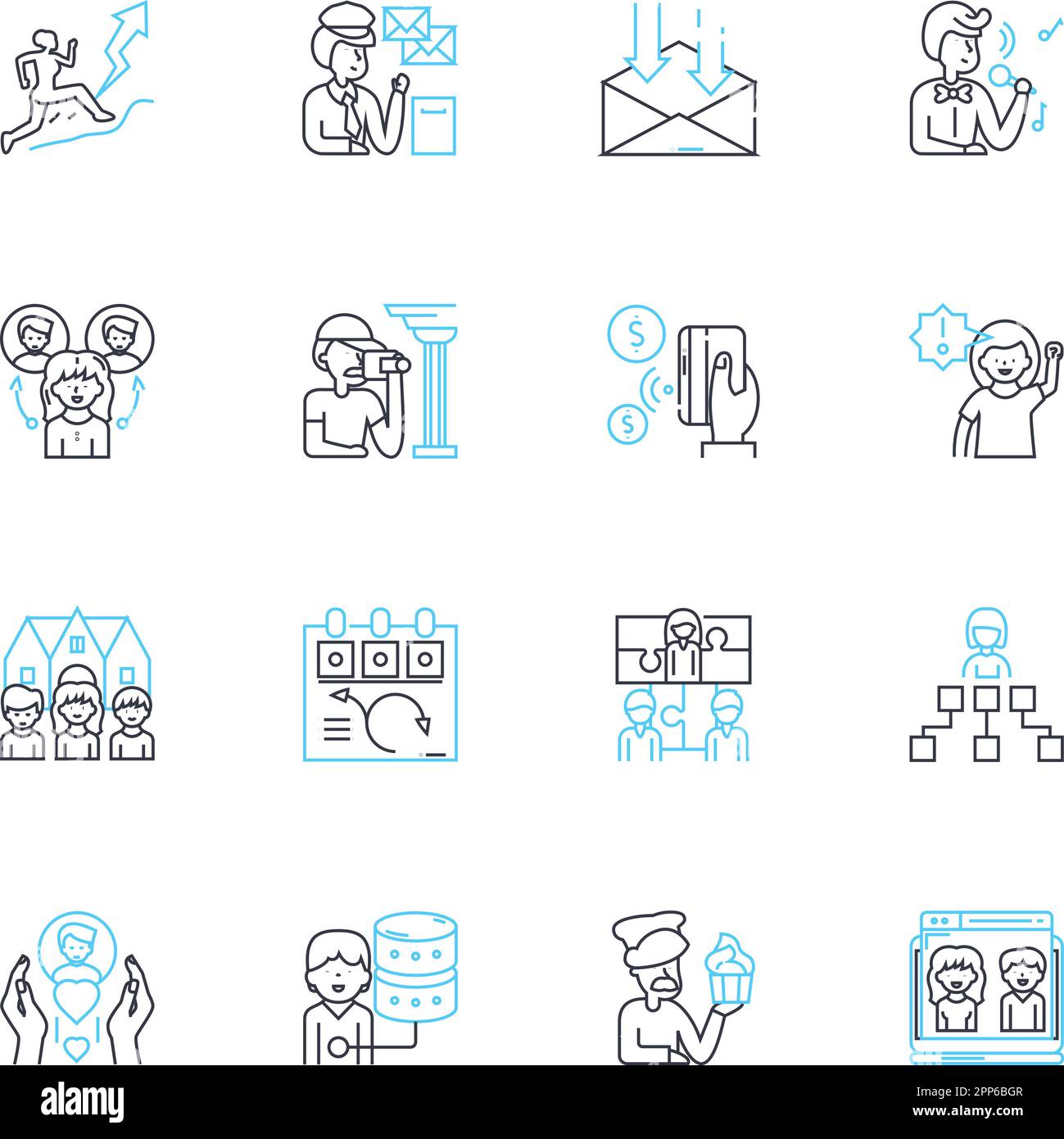 Employment strategy linear icons set. Recruitment, Retention, Talent ...