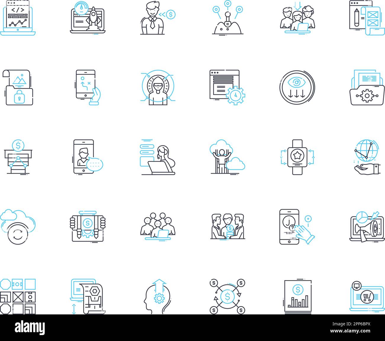 Growth linear icons set. Expansion, Development, Advancement, Progress ...