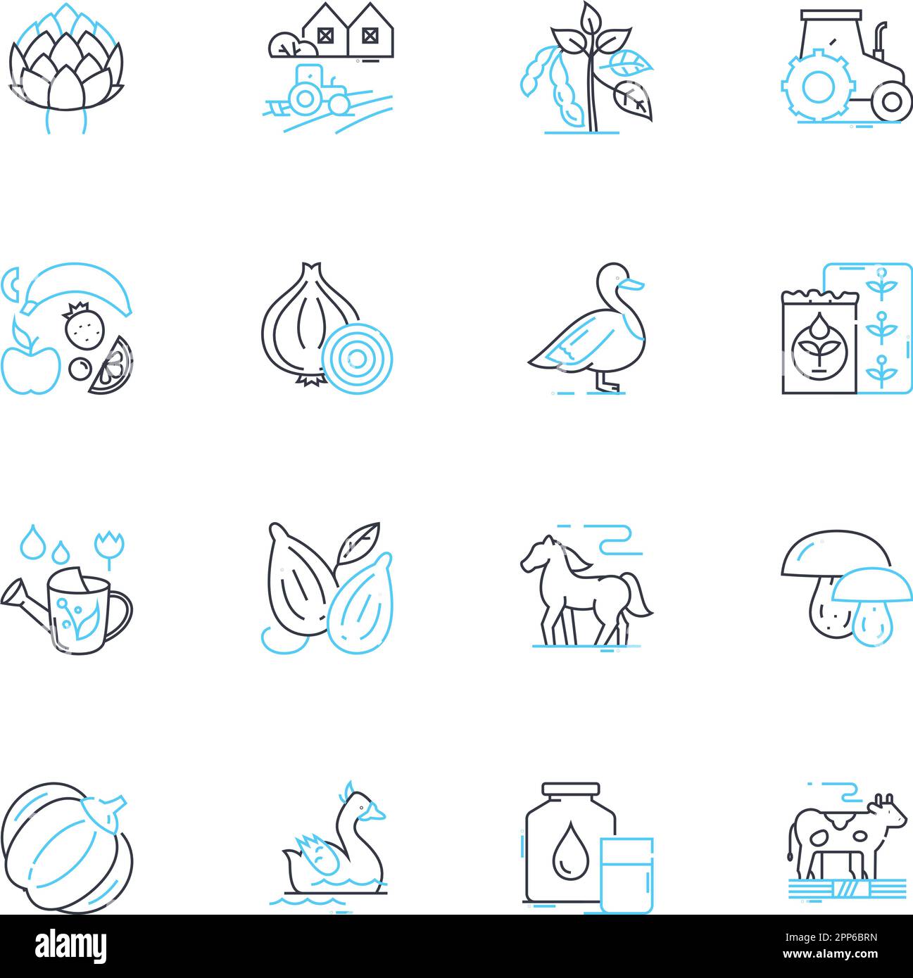 Field linear icons set. Agriculture, Cultivation, Harvest, Crops ...
