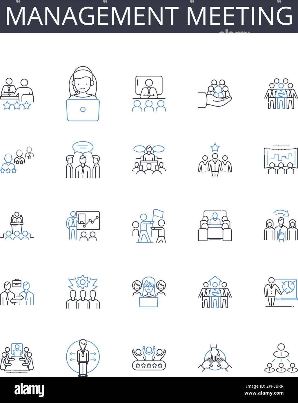 Management Meeting Line Icons Collection Executive Gathering Gathering Of Leaders