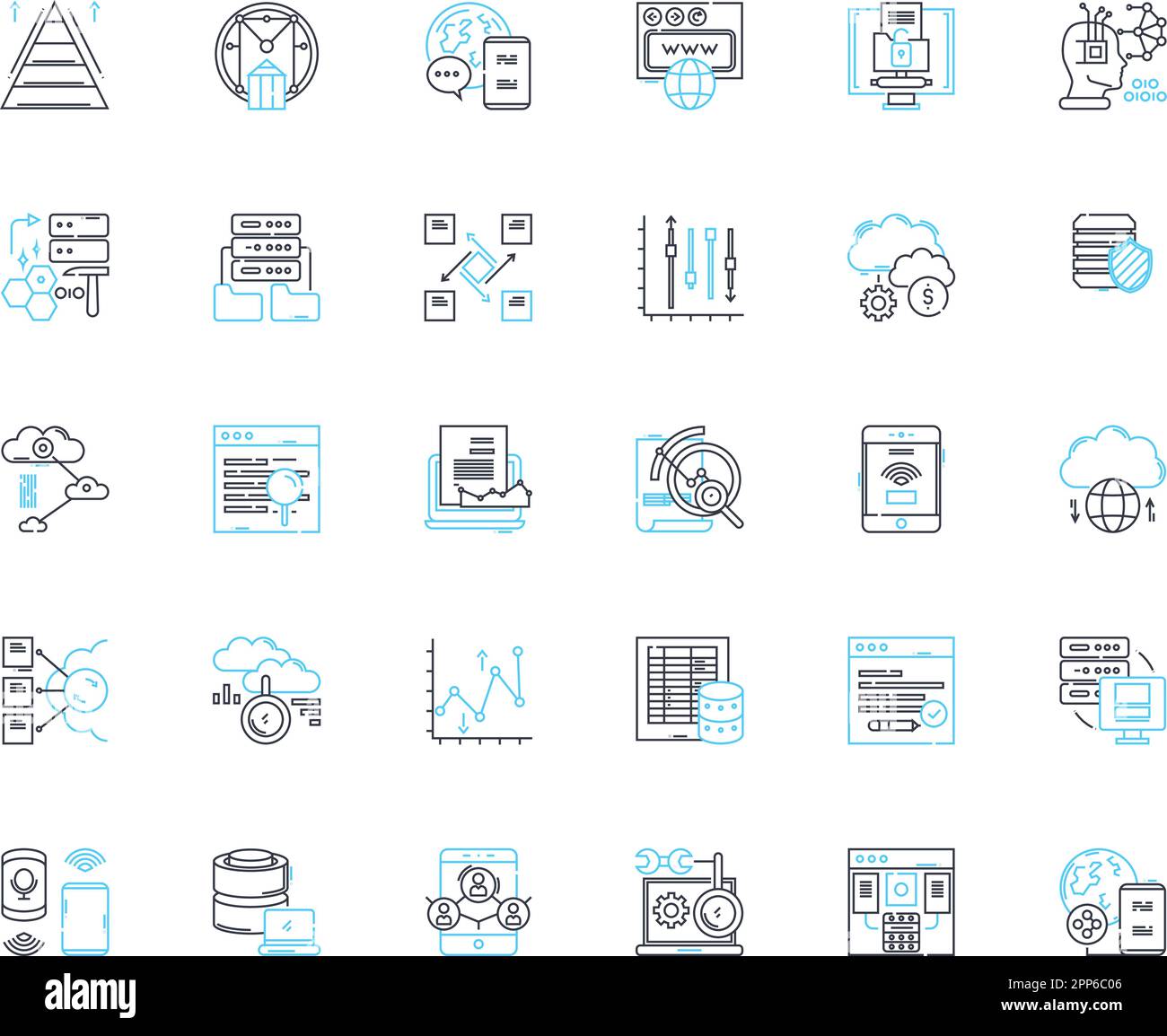 Web Creation Linear Icons Set Design Development Html Css Javascript Bootstrap Ui Line