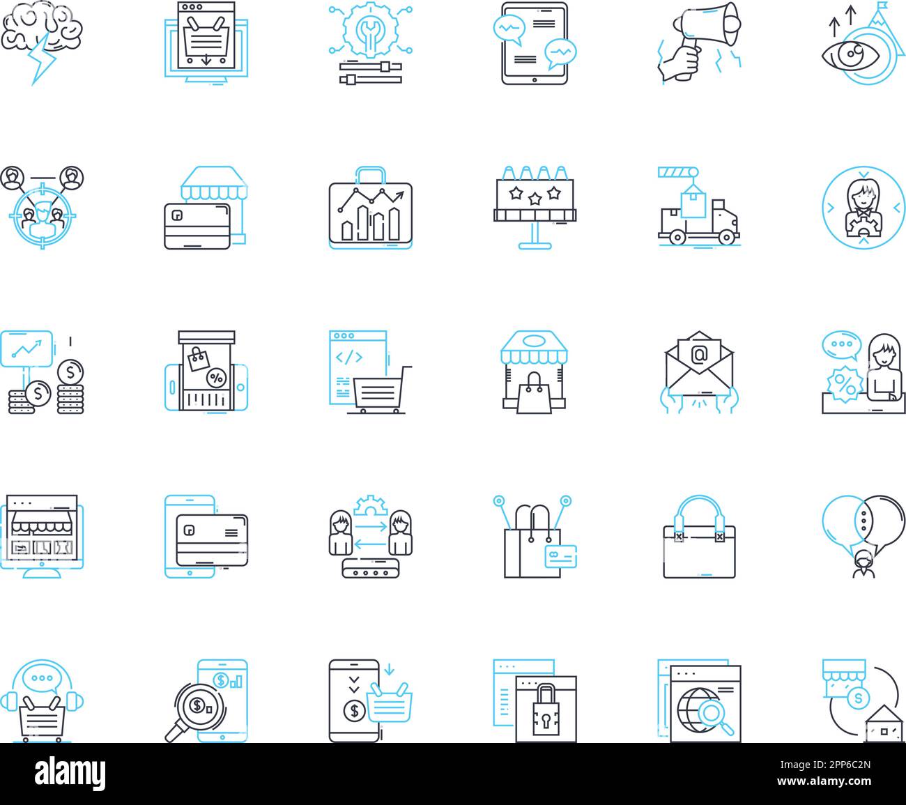E-commerce sales linear icons set. Marketing, Conversion, Sales ...
