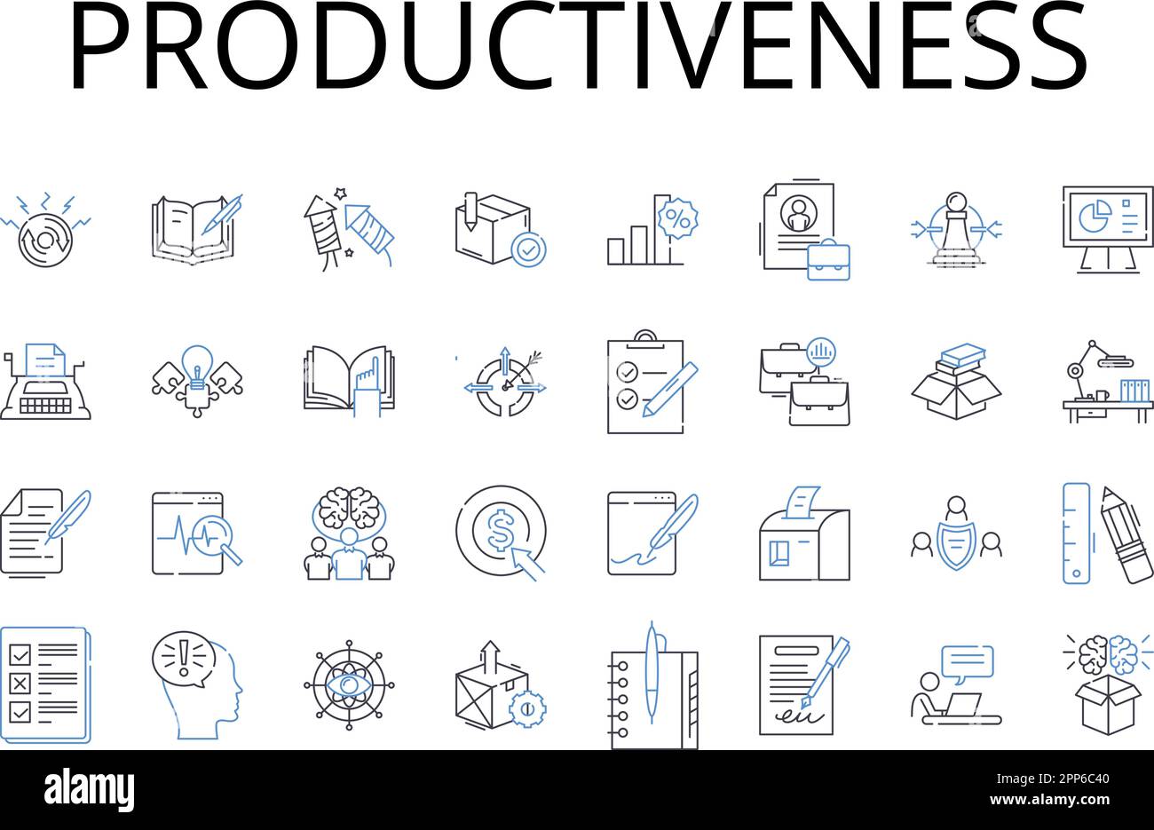 Productiveness Line Icons Collection Efficiency Effectiveness Productivity Capability