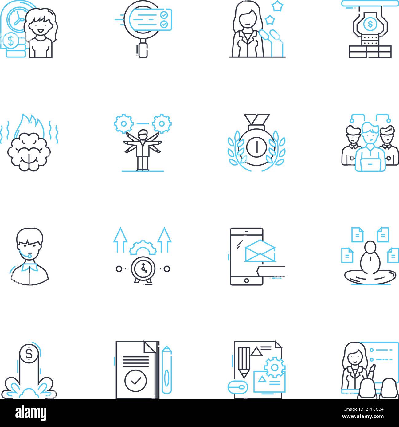 Teaching linear icons set. Inspiration, Communication, Motivation ...
