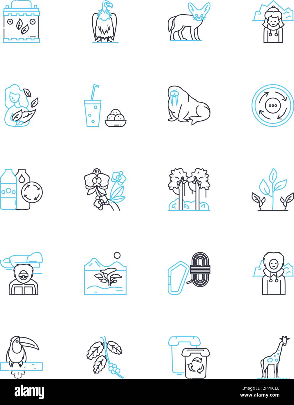 Environmental degradation linear icons set. Pollution, Deforestation ...