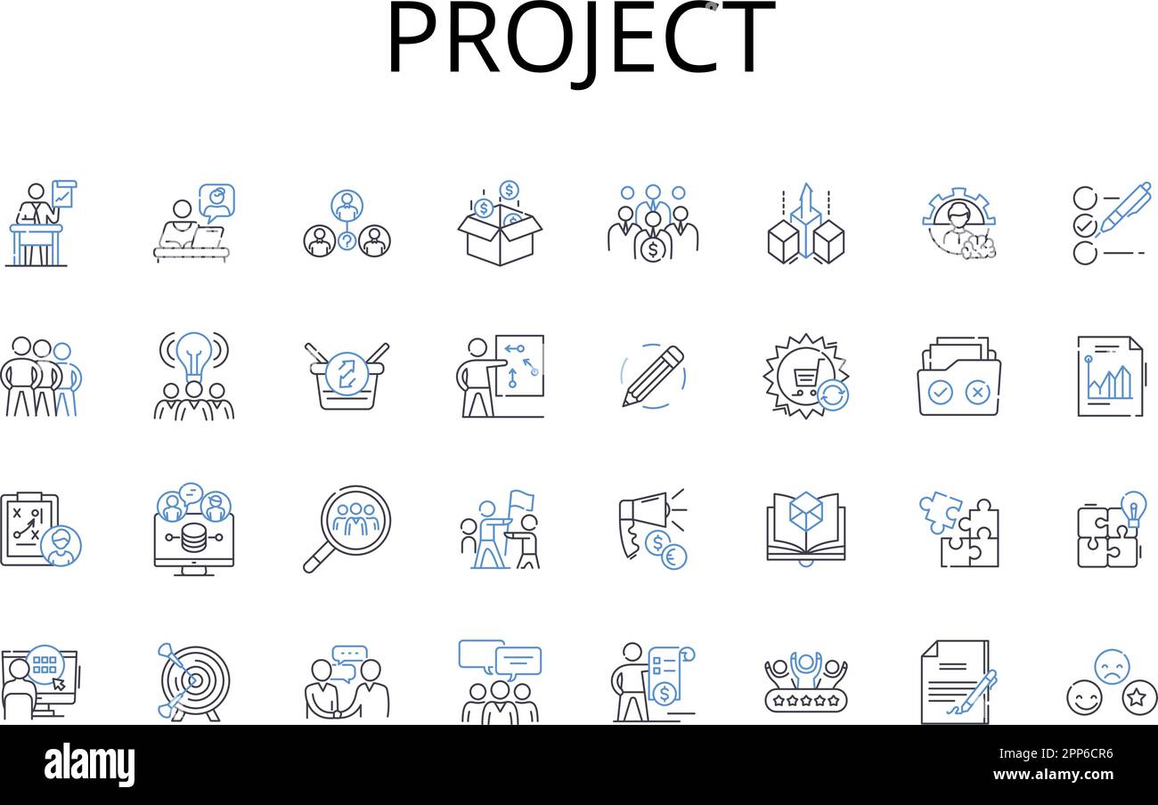 Project line icons collection. Venture, Initiative, Endeavor ...