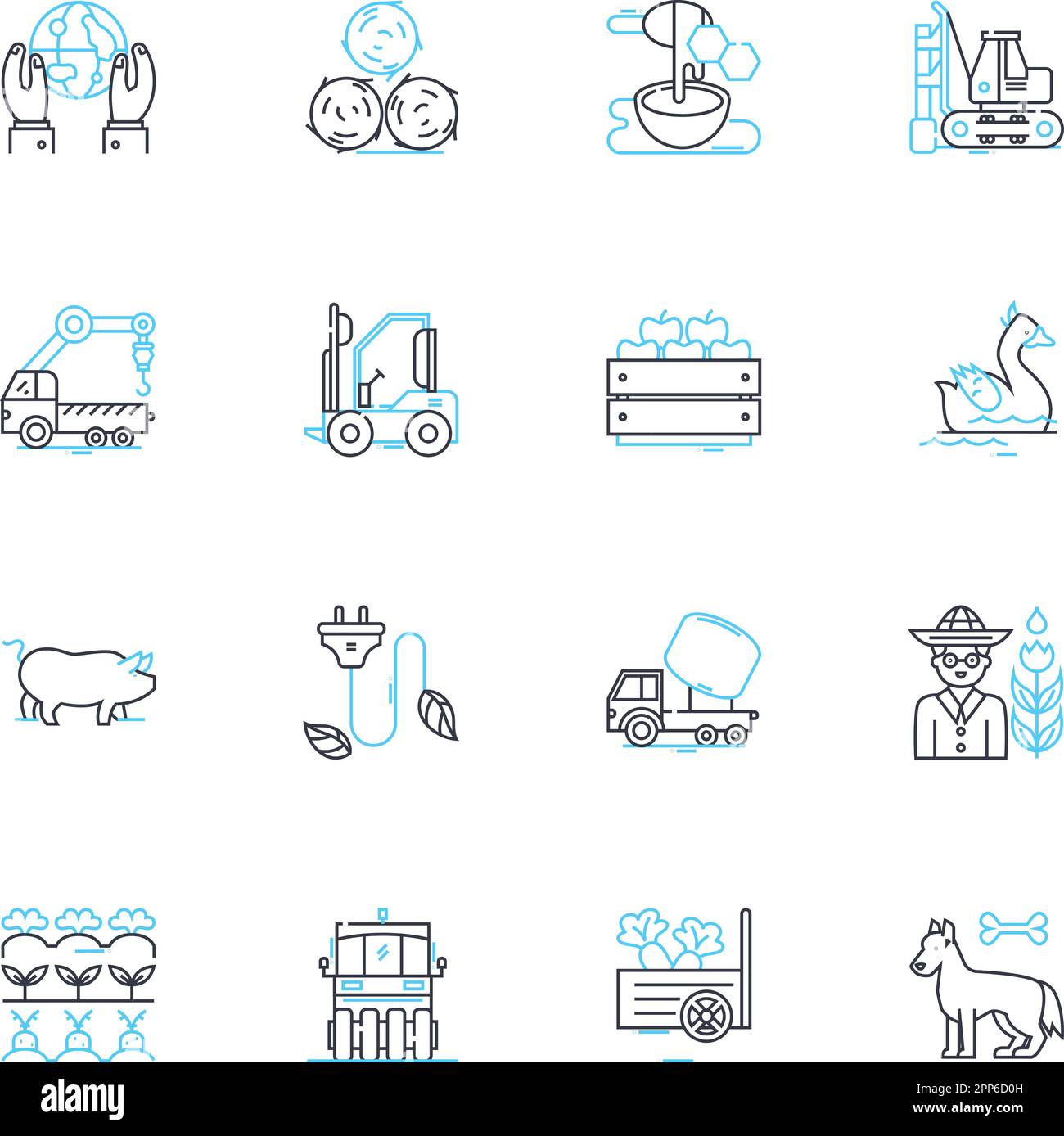 Country fair linear icons set. Carnival, Rides, Games, Food ...