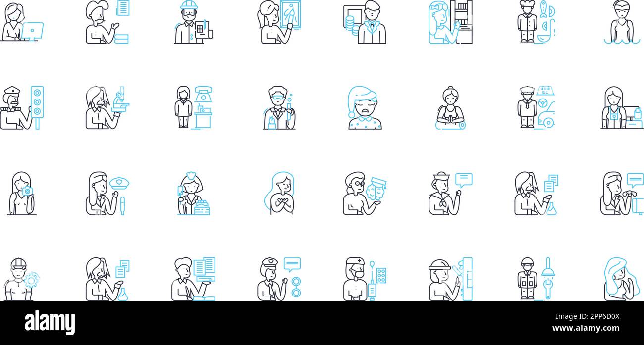 Creative concepts linear icons set. imagination, innovation, creativity ...
