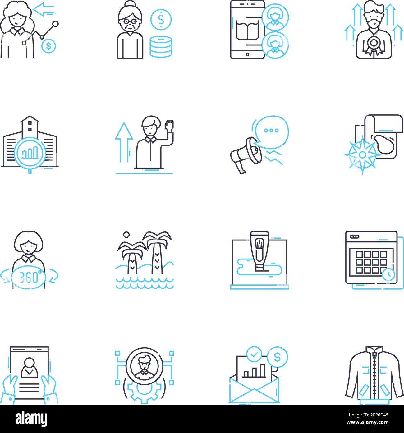 Candidate Selection linear icons set. Qualifications, Experience ...