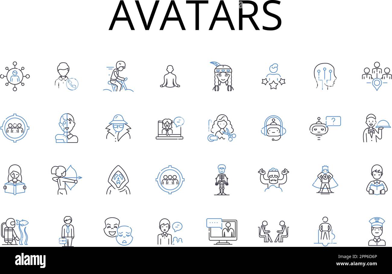 Avatars line icons collection. Comrades, Doppelgangers, Alternates ...