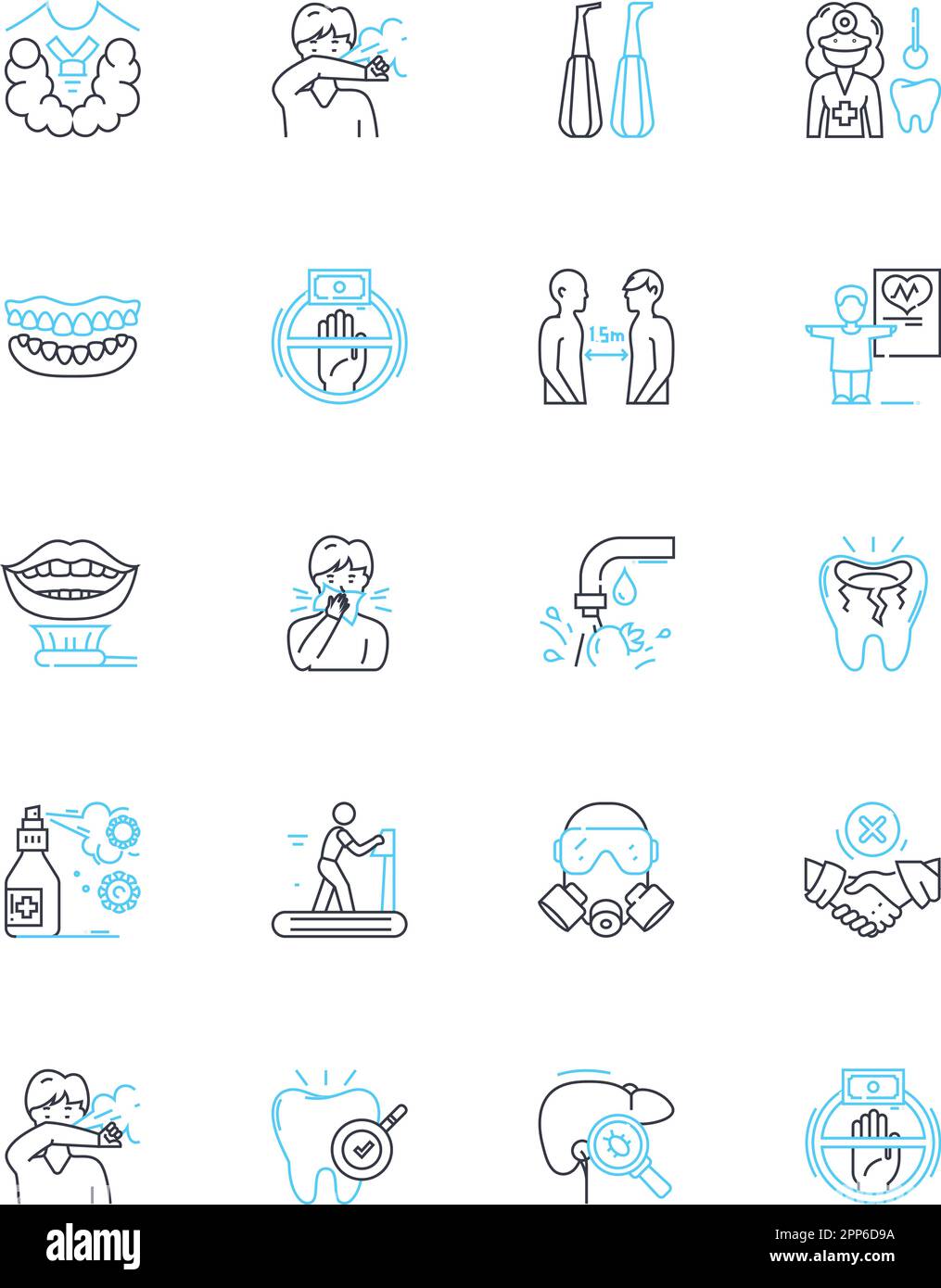 Oral health linear icons set. Dentistry, Flossing, Plaque, Cavity ...