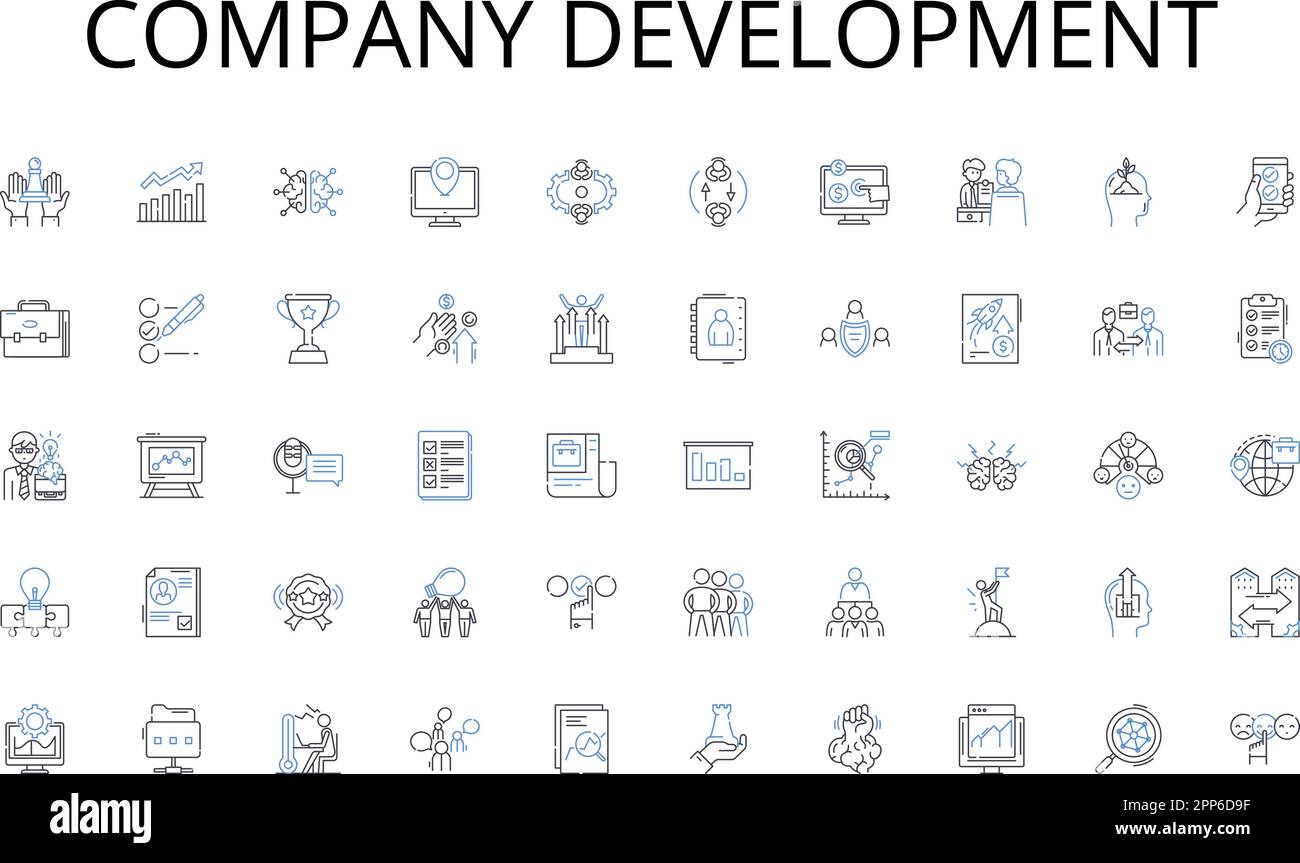 Company development line icons collection. Market, Trading, Auction ...