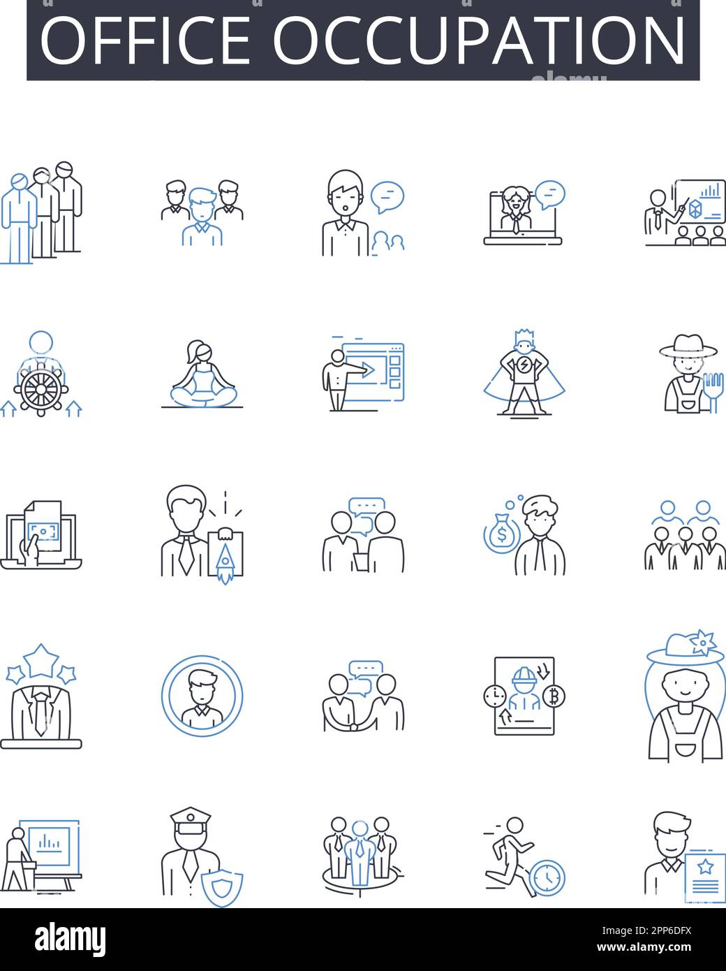 Office Occupation Line Icons Collection Evaluation Testing Grading Analysis Measurement