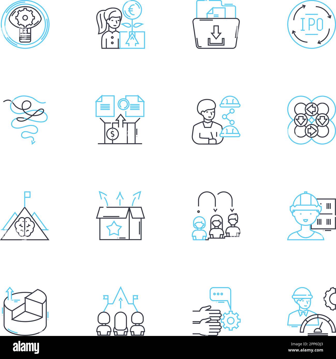 Cooperative effort linear icons set. Collaboration, Coordination, Partnership, Synergy, Unity ...