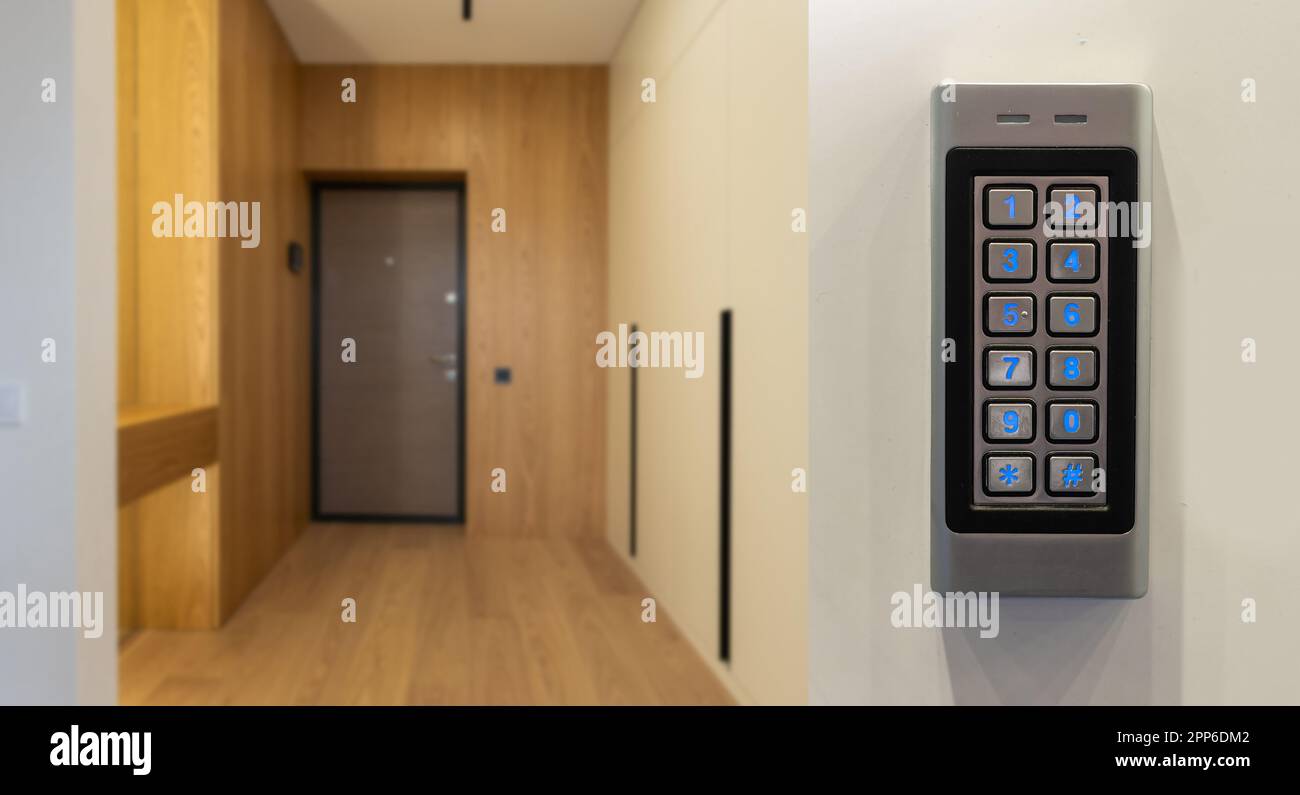 Door access control, electronic lock with buttons in the apartment ...