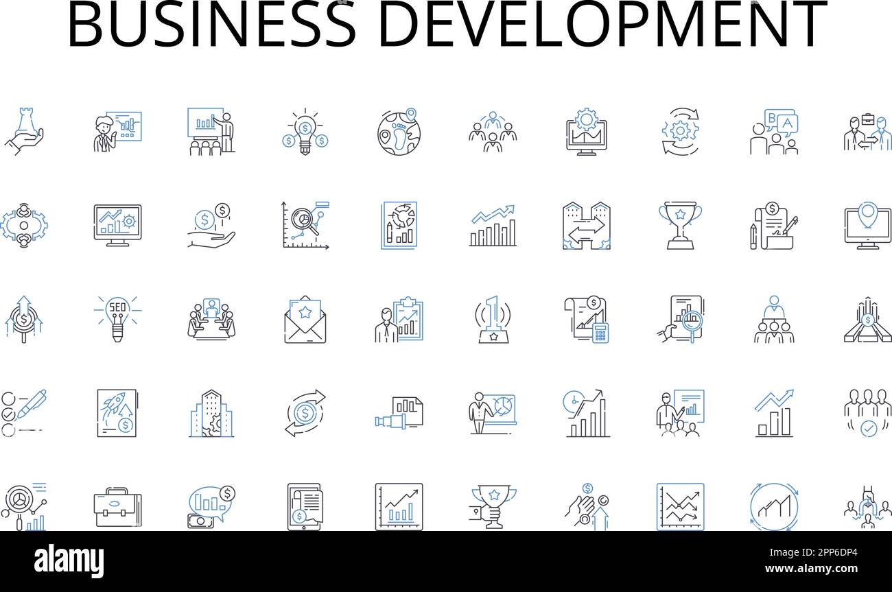 Business development line icons collection. Growth, Expansion, Diversification, Innovation ...