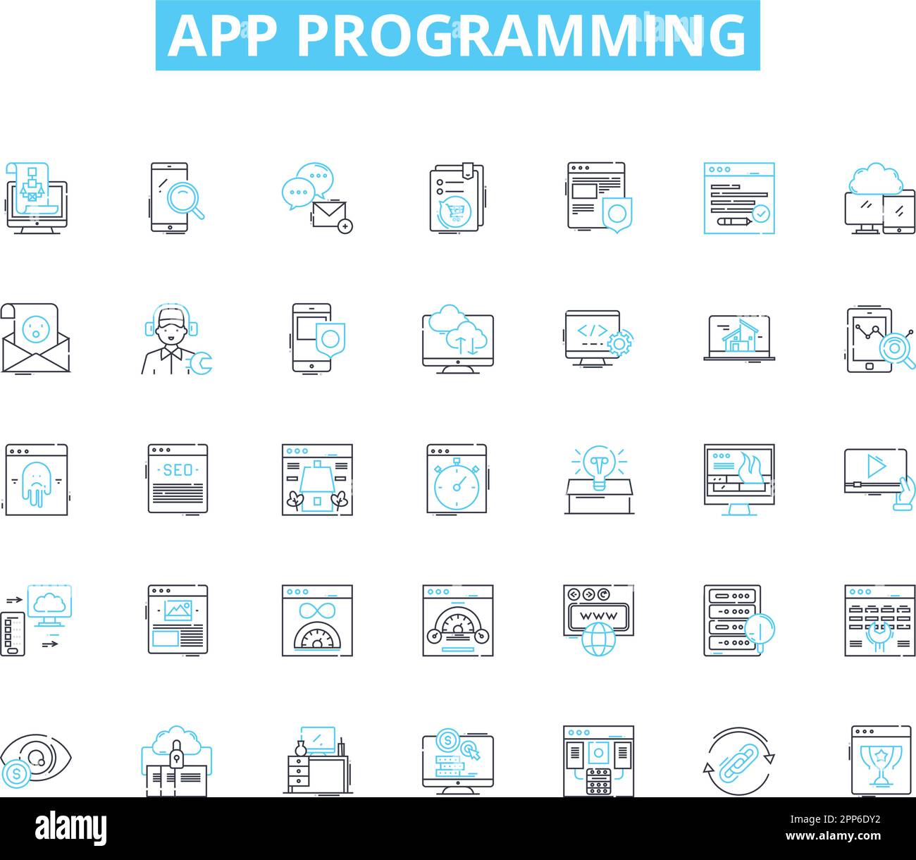 App programming linear icons set. Programming, Development, Design ... App programming linear icons set. Programming, Development, Design ...