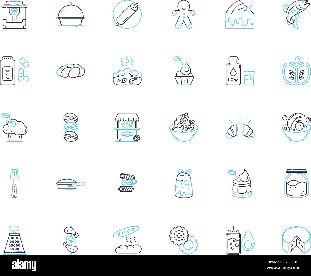 Cafeteria linear icons set. Food, Canteen, Eatery, Restaurant ...